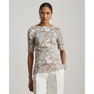 Ralph Lauren Paisley Stretch Cotton Boatneck Tee