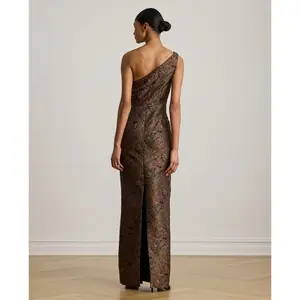 Ralph Lauren Paisley Jacquard One-shoulder Gown