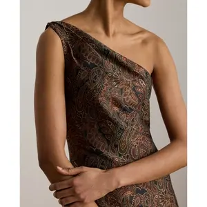 Ralph Lauren Paisley Jacquard One-shoulder Gown