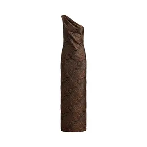 Ralph Lauren Paisley Jacquard One-shoulder Gown