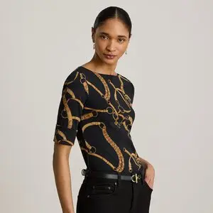 Ralph Lauren Belting-print Cotton Boatneck Tee