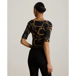 Ralph Lauren Belting-print Cotton Boatneck Tee
