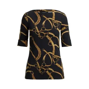 Ralph Lauren Belting-print Cotton Boatneck Tee