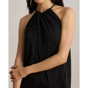 Ralph Lauren Pleated Stretch Jersey Halter Top