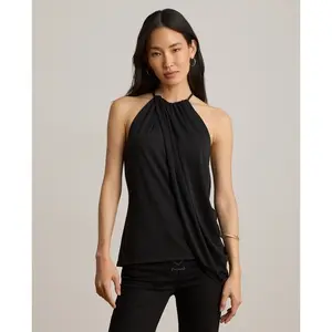 Ralph Lauren Pleated Stretch Jersey Halter Top