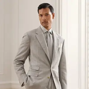 Ralph Lauren Glenn Hand-tailored Herringbone Jacket - Pearl Grey Multi