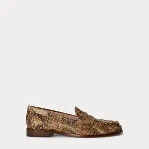 Ralph Lauren Wynnie Python-embossed Leather Loafer