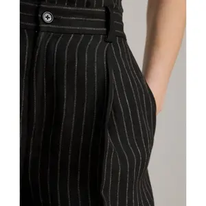 Ralph Lauren Chalk-stripe Linen Canvas Wide-leg Pant