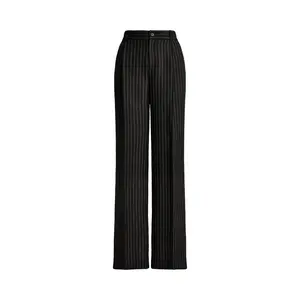 Ralph Lauren Chalk-stripe Linen Canvas Wide-leg Pant