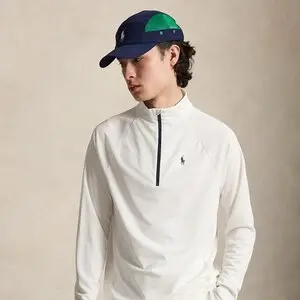Ralph Lauren Ralph Lauren US Open Paneled Stretch Jersey Quarter-Zip Pullover Ceramic White