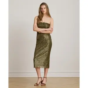 Ralph Lauren Sequined Tulle Strapless Cocktail Dress