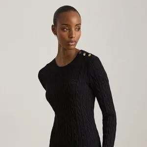 Ralph Lauren Button-trim Cable-knit Sweater - Black