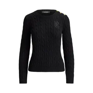 Ralph Lauren Button-trim Cable-knit Sweater - Black