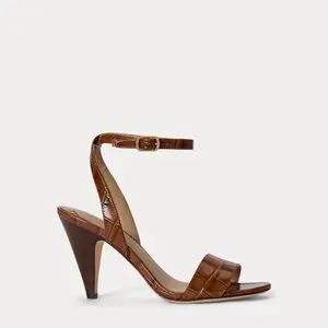 Ralph Lauren Gracy Croc-embossed Leather Sandal