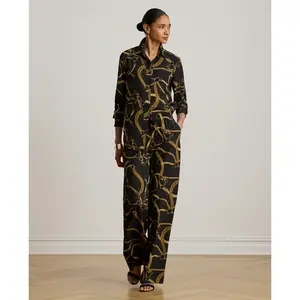 Ralph Lauren Classic Fit Printed Crepe Shirt - Black/tan