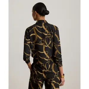 Ralph Lauren Classic Fit Printed Crepe Shirt - Black/tan