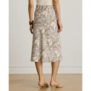 Ralph Lauren Paisley Crepe Midi Skirt