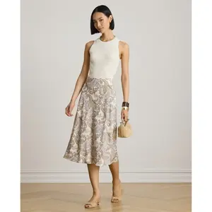 Ralph Lauren Paisley Crepe Midi Skirt