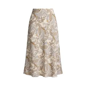 Ralph Lauren Paisley Crepe Midi Skirt