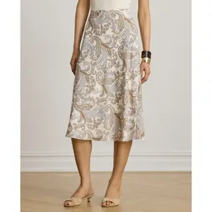 Ralph Lauren Paisley Crepe Midi Skirt