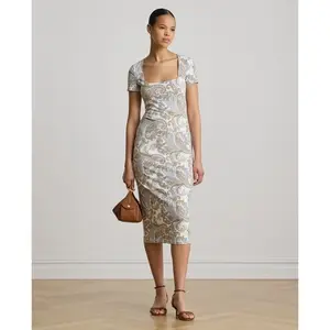 Ralph Lauren Paisley Cotton Jersey Square-neck Dress