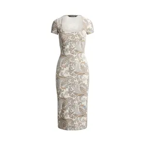 Ralph Lauren Paisley Cotton Jersey Square-neck Dress