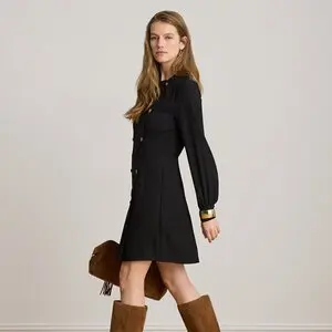 Ralph Lauren Double-breasted Georgette Dress - Black