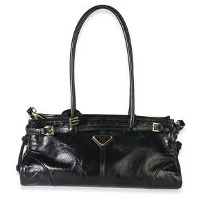 Prada Glossy Calfskin Triangle Bonnie Shoulder Bag