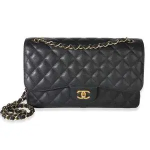CHANEL Chanel Quilted Caviar Jumbo Double Flap Bag