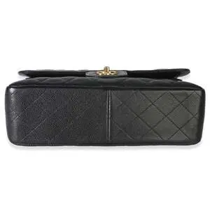 Chanel Quilted Caviar Jumbo Double Flap Bag - Black