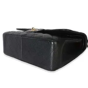 Chanel Quilted Caviar Jumbo Double Flap Bag - Black
