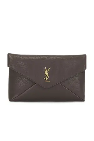 Saint Laurent Large Envelope Pouch Bag In Brown - Santal