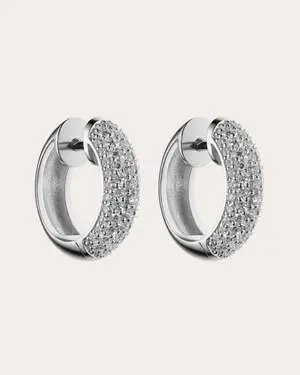 GUZEMA Diamond Bold Hug Hoop Earrings - Silver