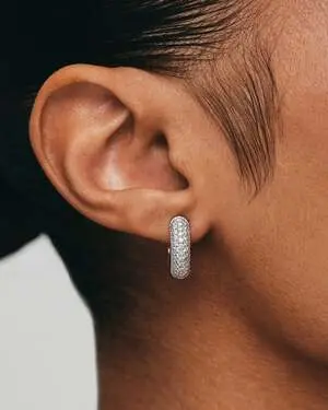 GUZEMA Diamond Bold Hug Hoop Earrings