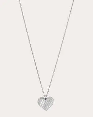 GUZEMA Diamond Heart Locket Necklace - Silver