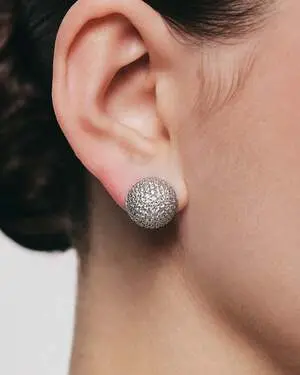 GUZEMA Diamond Mini Orbs Stud Earrings In White Gold