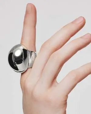 GUZEMA 18k Gold Bold Orb Ring - Silver