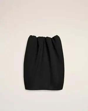 AMI Paris Midi Gathered Satin Skirt - Black
