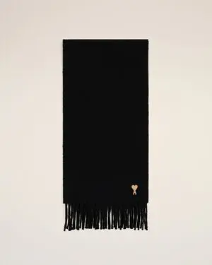 AMI Paris Wool Scarf With De Coeur Patch
