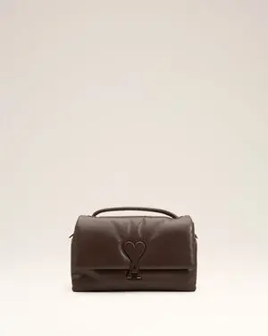 AMI Paris Brown Cowhide Leather Voulez-vous Bag Brown