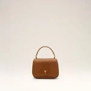 AMI Paris Brown Lizard Embossed Cowhide Leather Paris Paris Top Handle Bag Brown