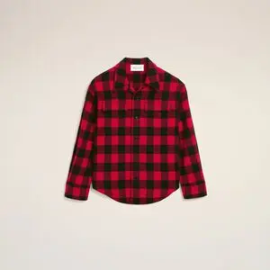 AMI Paris Red Wide Checkered Wool Overshirt Red