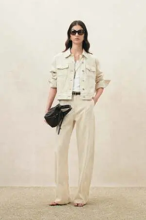 Fabrique Elowen Cropped Jacquard Denim Jacket - White