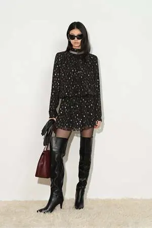 Fabrique Paris Ruched Shimmering Polka Dots Dress