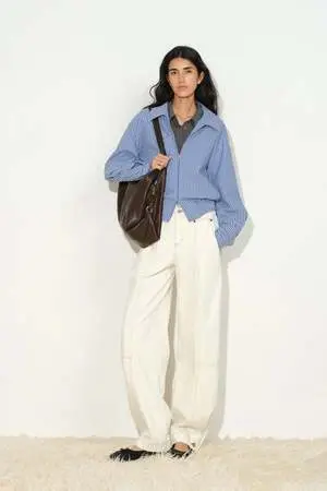 Fabrique Josephine Striped Shirt Jacket In Cotton Blend