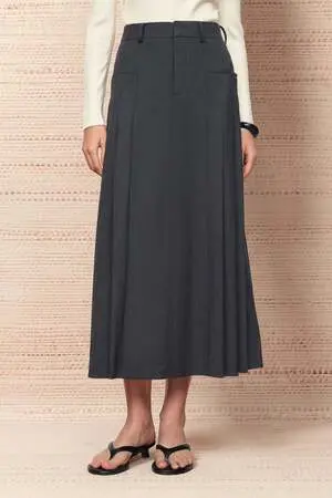 FABRIQUE Gloria Pleated High Waist Skirt In Wool Blend