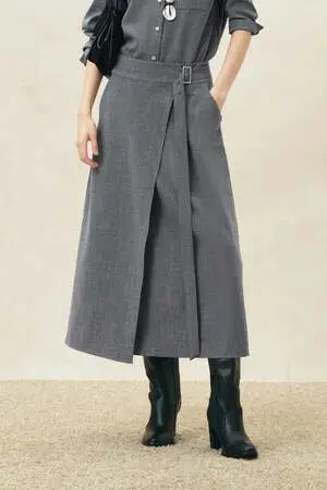 Fabrique Paisley Adjustable Wrap Skirt - Grey