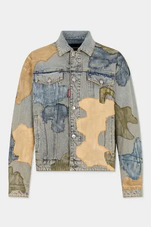 Dsquared2 Sand Camo Oversized Jean Jacket - Blue