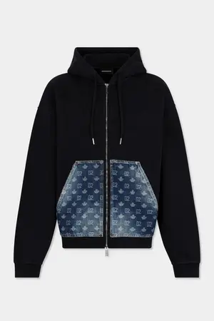 Dsquared2 Monogram Relax Fit Zipped Hoodie - Black