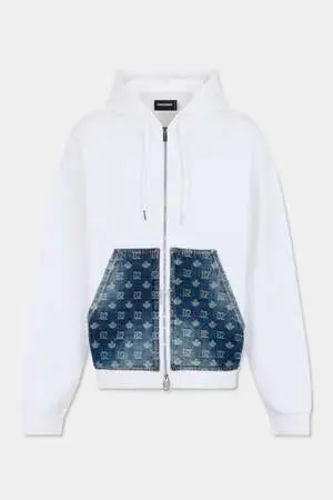 Dsquared2 Monogram Relax Fit Zipped Hoodie - White